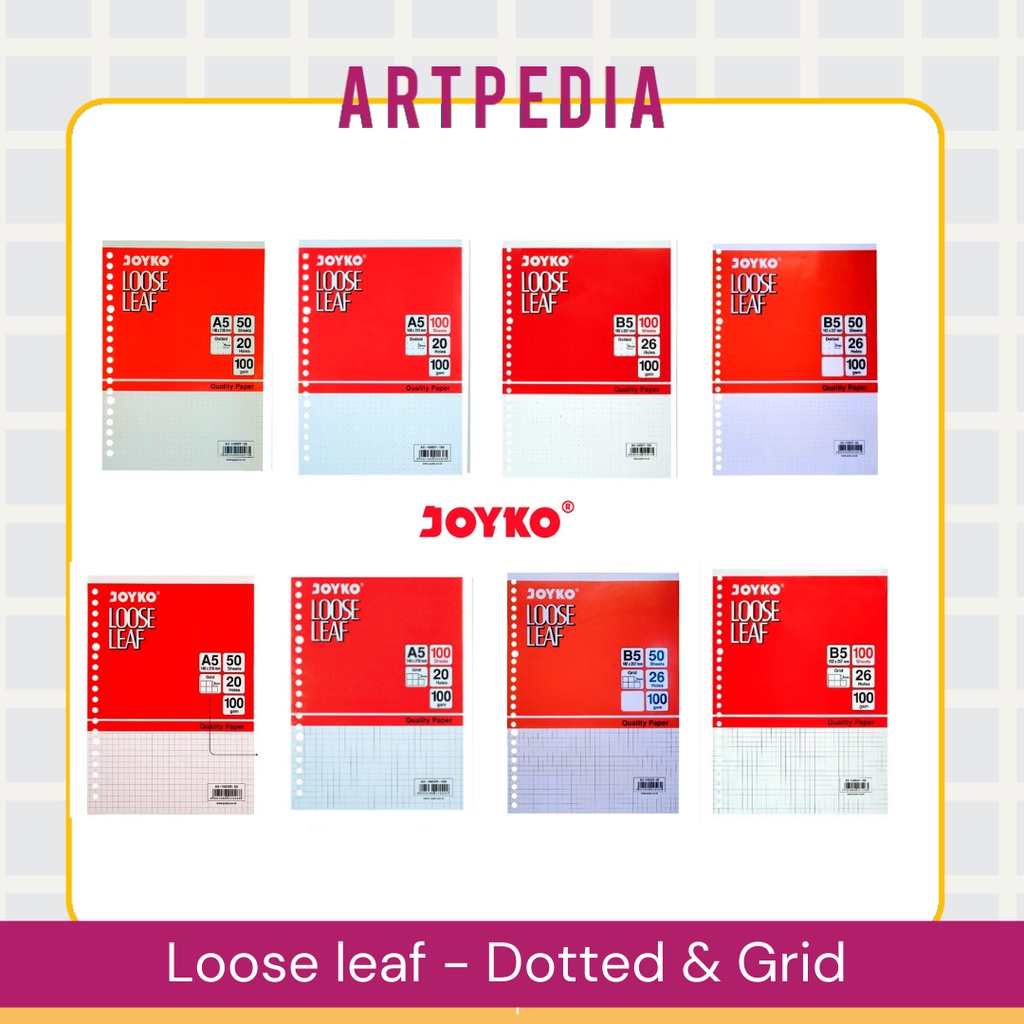 Jual Joyko Loose Leaf Dotted & Grid A5 - B5 100Gsm 50 Sheet - 100 Sheet / Binder Titik Dot ...