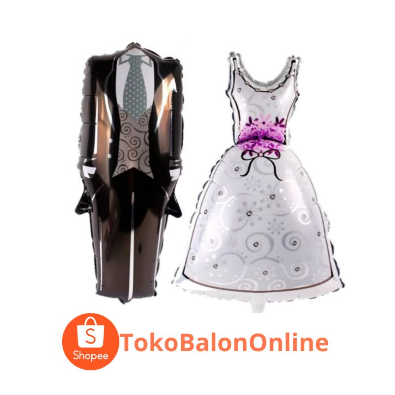 Jual bfs Balon Foil Bentuk Jas pria dan Gaun wanita jumbo ukuran ± 101 ...