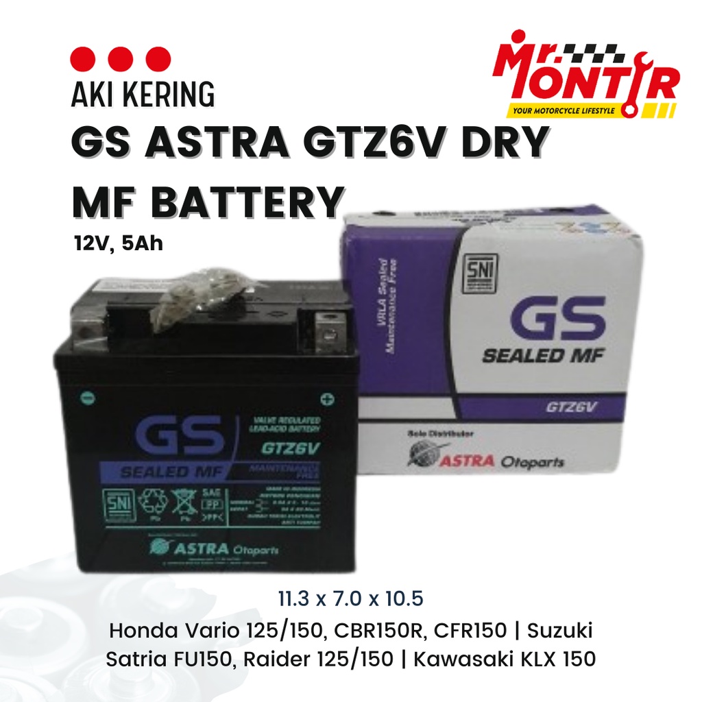 Jual AKI MOTOR ORIGINAL GS ASTRA HONDA TYPE GTZ6V UNTUK SEMUA TIPE ...