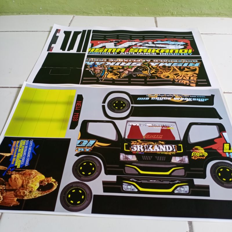 Jual Lembaran pola stiker miniatur truck oleng ukuran 48x32cm | Shopee ...