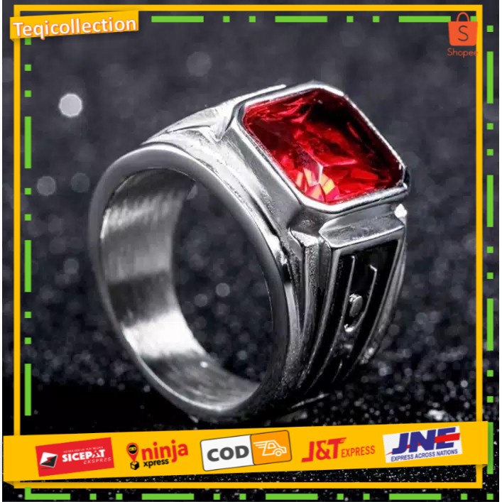 Jual CINCIN BATU PERMATA MERAH DELIMA RING SILVER | Shopee Indonesia