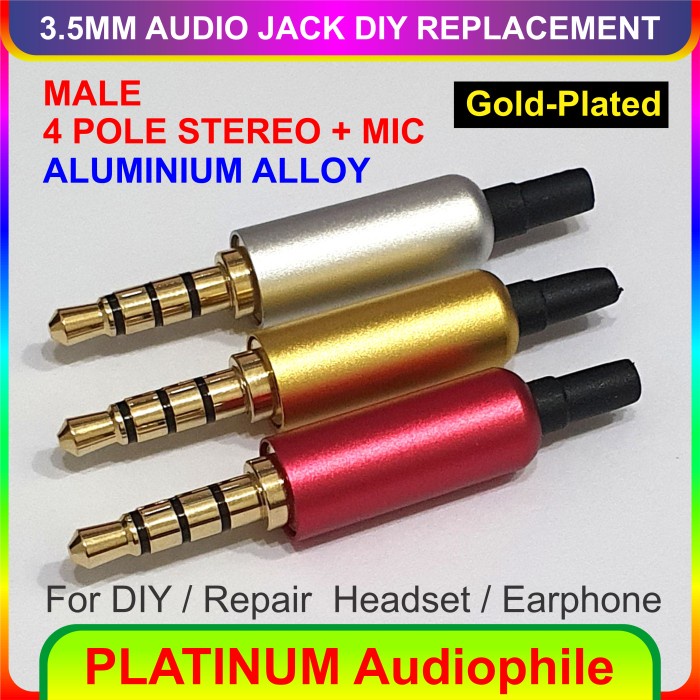 Jual Jack AUX 3.5mm Stereo 4 Pole Male Plug soket socket input Headset ...