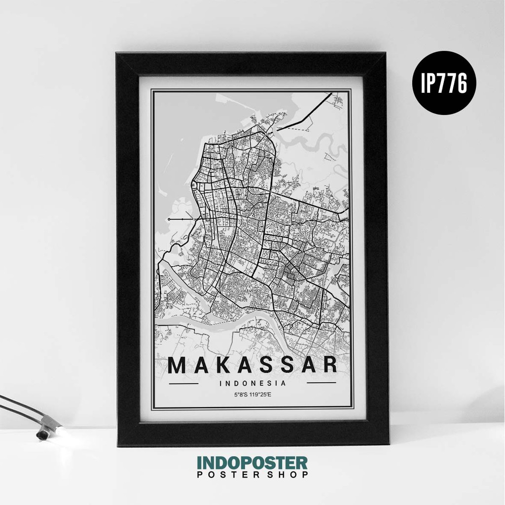 Jual Poster Hiasan Dinding City Map Peta Kota Makassar PIPIMOCI A3 ...