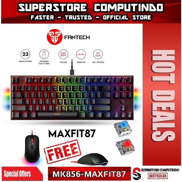 Jual Fantech MK856 MAXFIT87 RGB TKL Mechanical Gaming Keyboard | Shopee ...