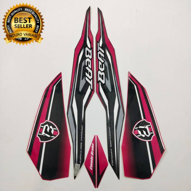 Jual striping honda beat fi esp 2018 2019 pink hitam stiker list motor ...