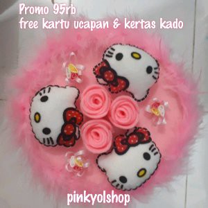 Jual Jual Buket Boneka Hello Kitty Triple Bunga Pink Murah | Shopee ...