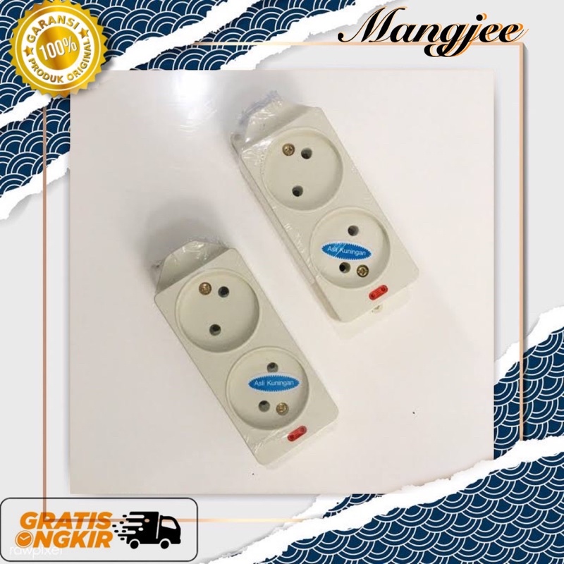 Jual Stop Kontak Gepeng 2 Lubang + Lampu (Asli Kuningan) Standar SNI | Shopee Indonesia