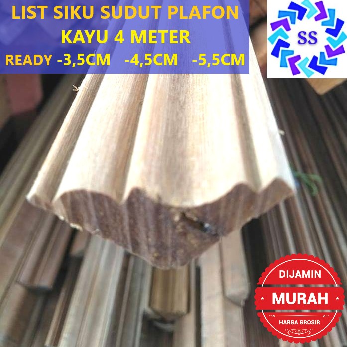 Jual LIST KAYU SIKU SUDUT PLAFON 4 METER (DIAGONAL 3CM-4CM-5CM) BAHAN ...