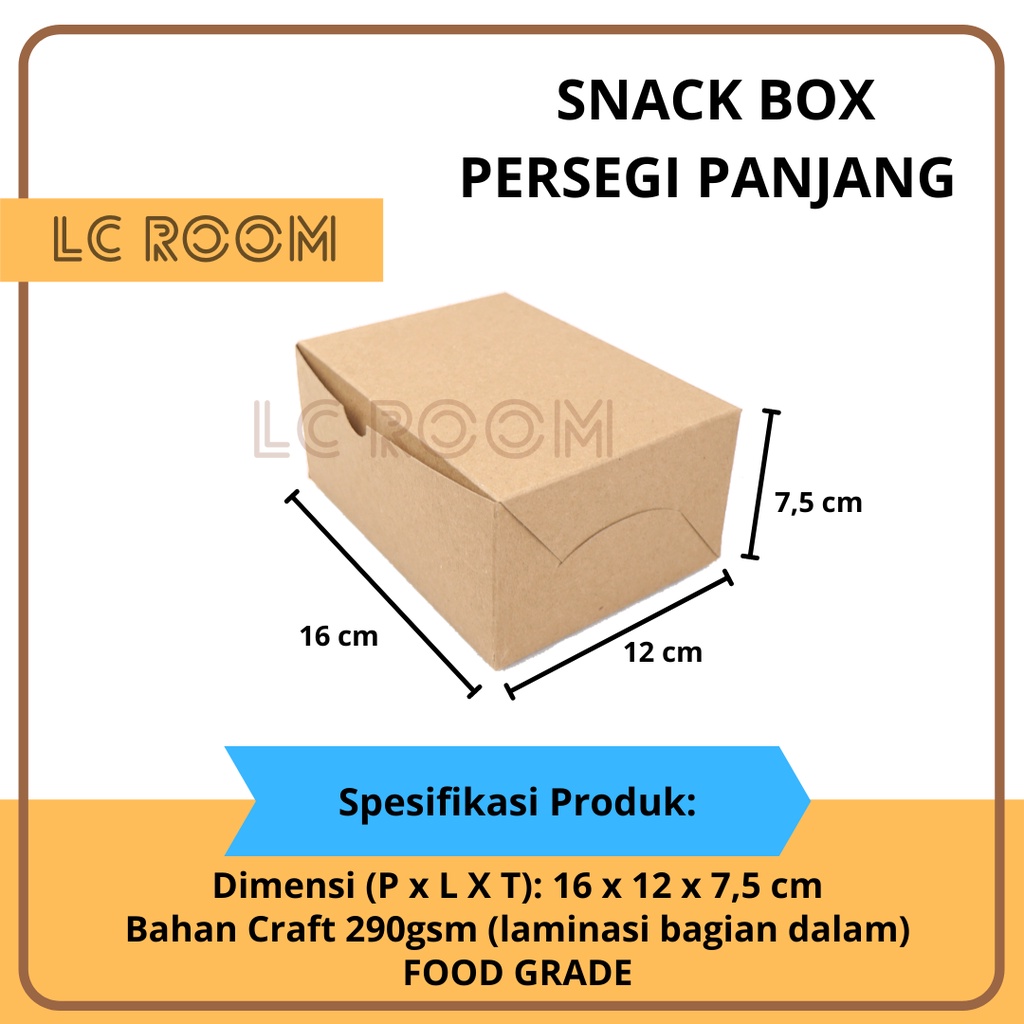 Jual Paper Snack Box Kraft Box Tahu Gorengan size M 16 12 7,5 cm Dos ...
