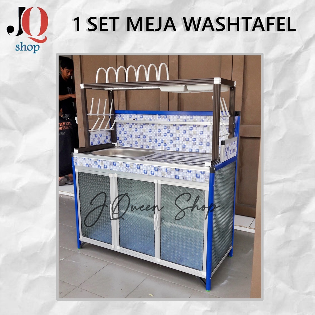 Jual 1 SET MEJA WASHTAFEL + RAK PIRING MULTI MINIMALIS | Shopee Indonesia