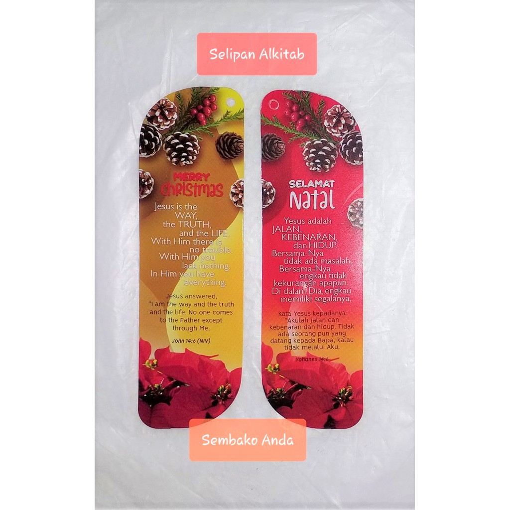 Jual A) Selipan buku Ayat Alkitab Selamat Natal. Pembatas buku. Bunga ...