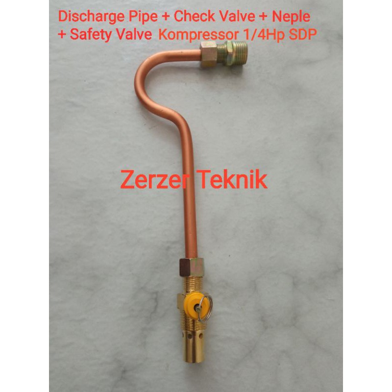 Jual DISCHARGE PIPE + CHECK VALVE + NEPLE + SAFETY VALVE KOMPRESSOR 1 ...