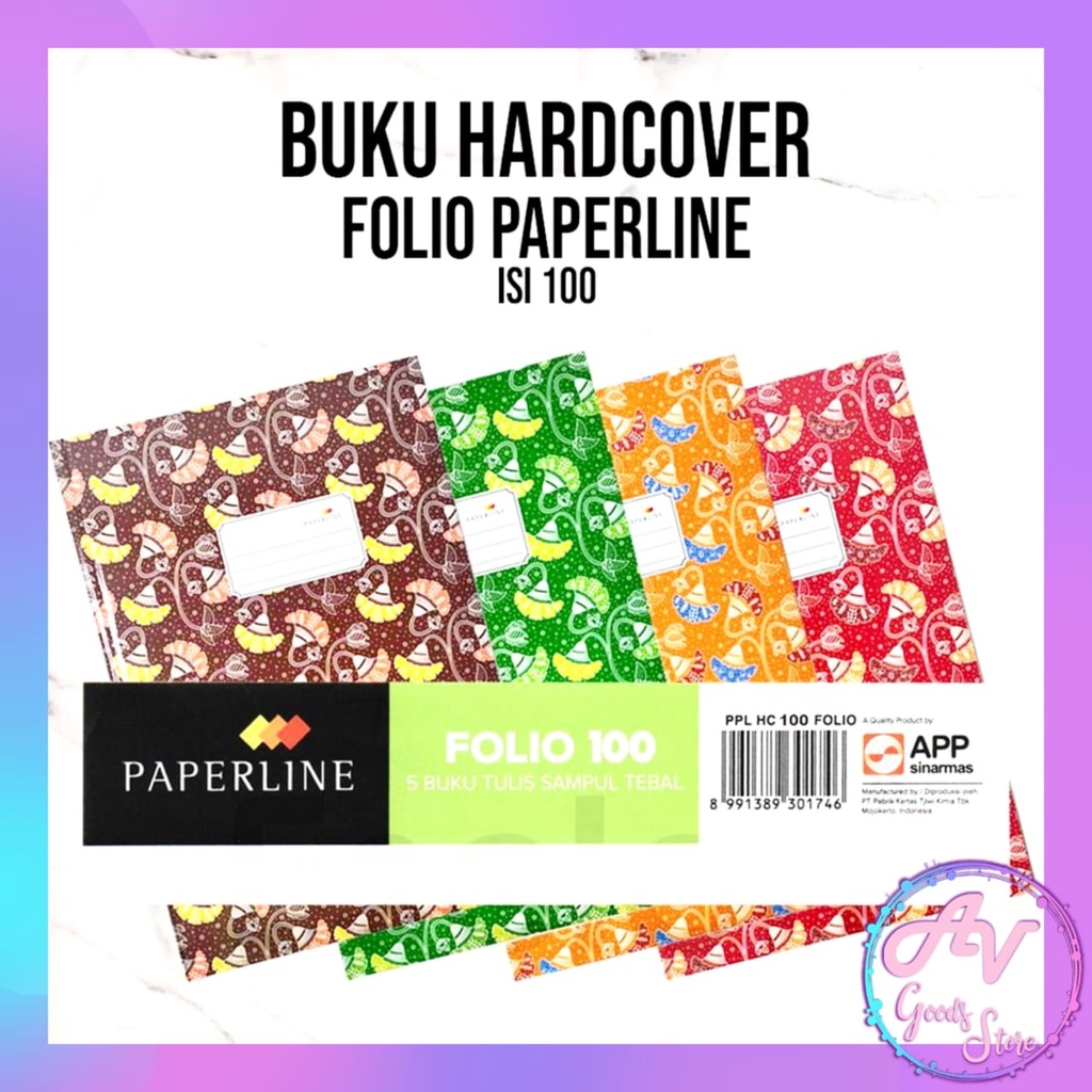 Jual Buku Tulis Hardcover Folio Paperline 100 lembar / Buku Hard Cover Folio Garis 100 lbr ...