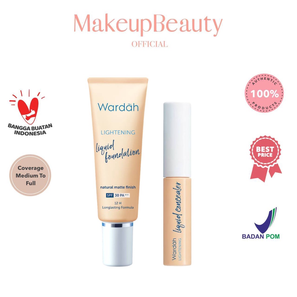 Jual WARDAH Lightening Liquid Foundation 25ml/6ml | Concealer Blister ...