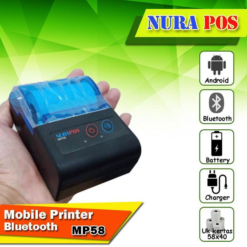 Jual Mobile Printer bluetooth NURAPOS MP-58 RPP02N mini printer ...