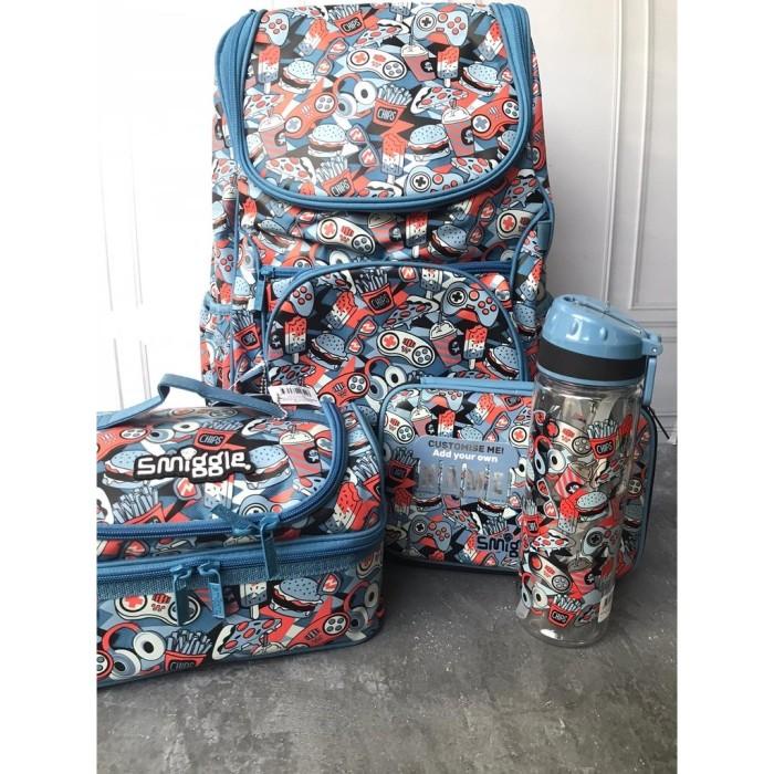 Jual Smiggle Backpack Set Blue Grey Tas Anak Lunch Bag Botol Original ...
