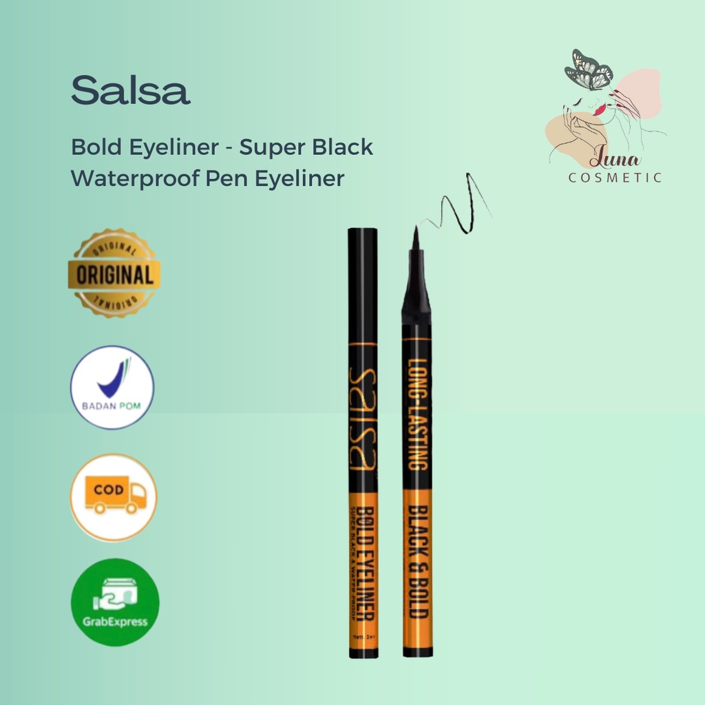 Jual SALSA Bold Eyeliner - Super Black Waterproof Pen Eyeliner | Shopee ...