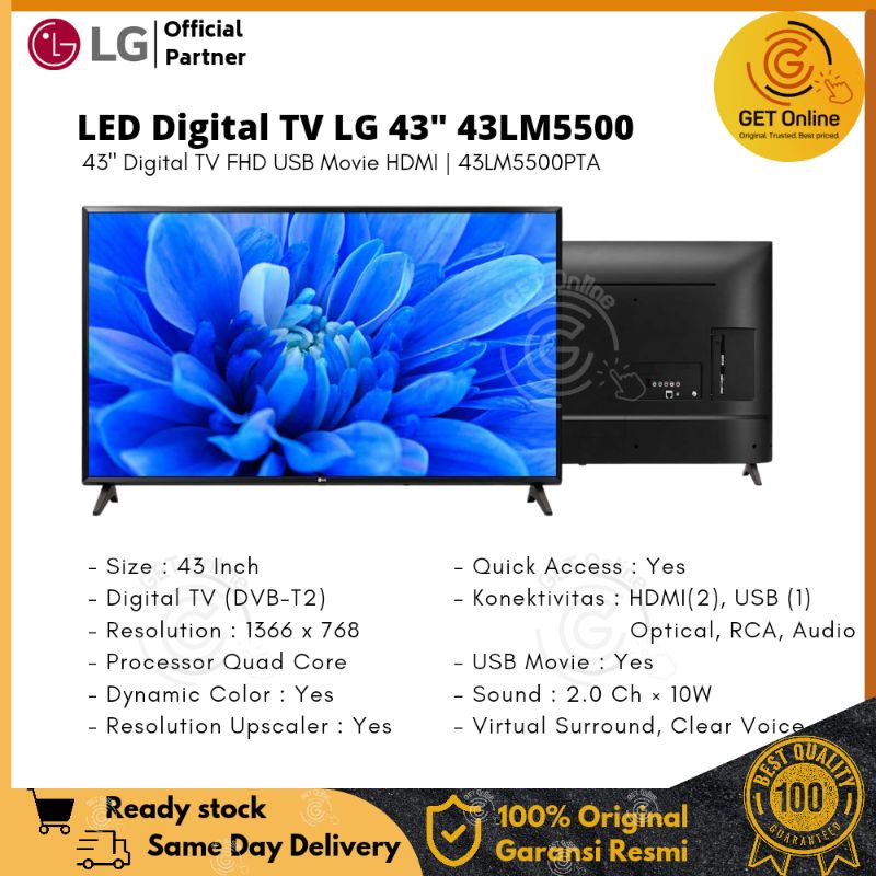 Jual LG 43LM5500 / 43LM550PTA LED TV 43 Inch (FULL HD, DIGITAL USB HDMI ...