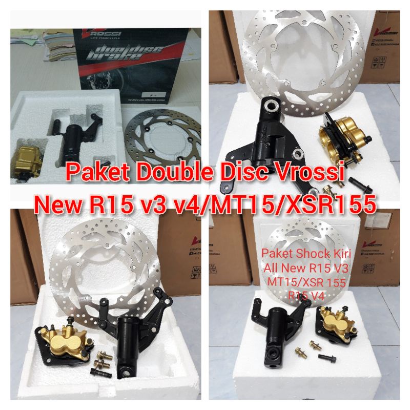 Jual Paket Double Disc R15 v3 v4 MT15 XSR 155 Vrossi Tabung shock kiri kaliper piringan cakram ...