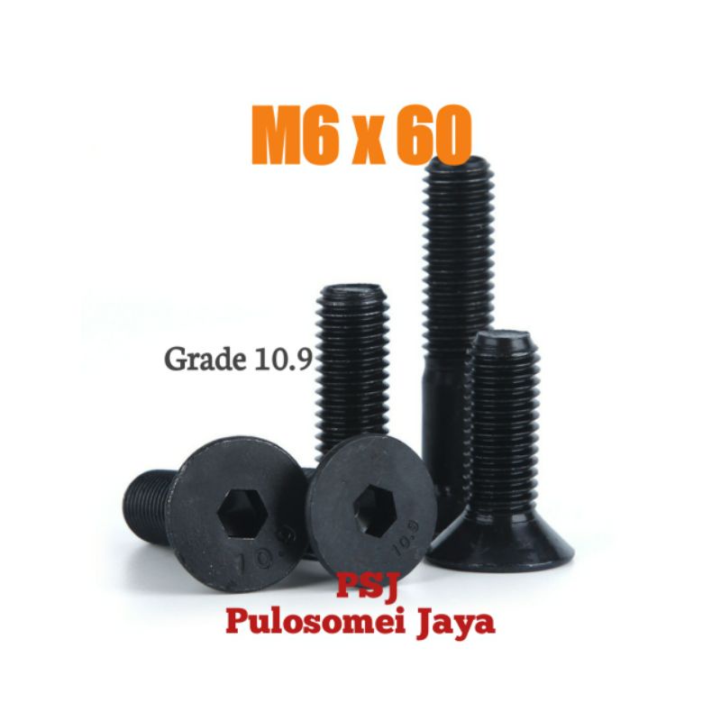 Jual Baut JF L Baja M6 x 60 / Baut Verseng Baja M6 x 60 / Grade 10.9 ...