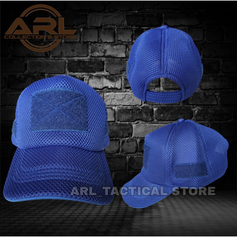 Jual topi double mess biru polos - topi tactical velcro jaring - topi ...