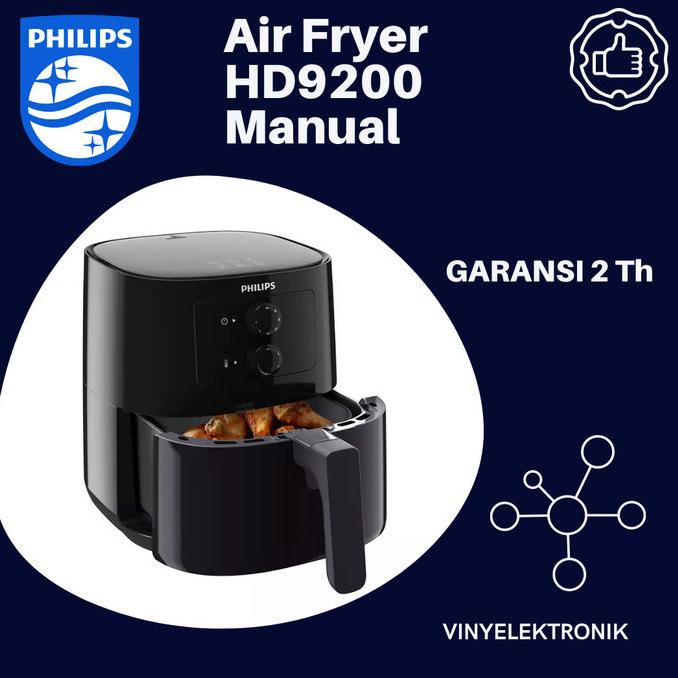 Jual Philips Premium Airfryer HD9200/90 Air Fryer Philips HD 9200/90 Resmi stok melimpah ...