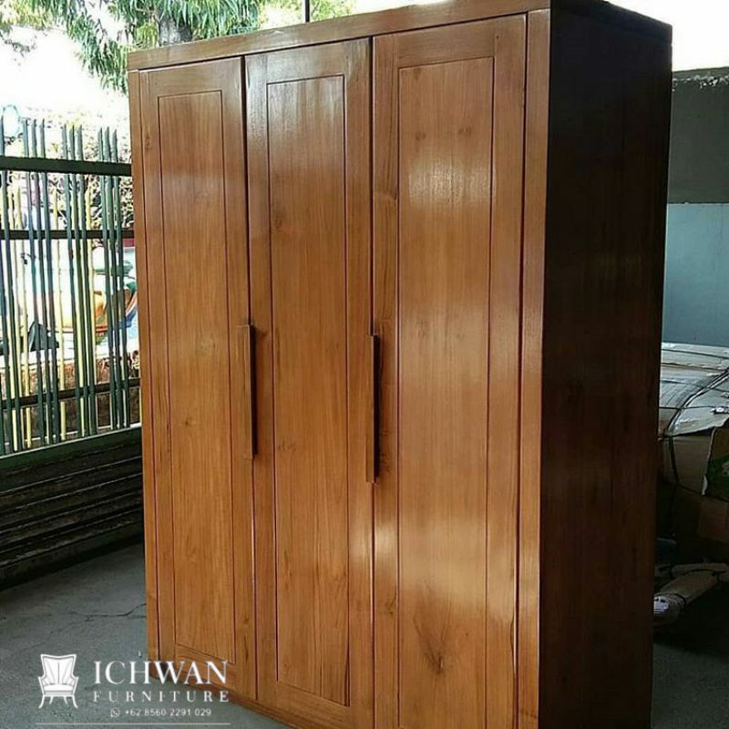 Jual LEMARI MINIMALIS 3 PINTU LEMARI PAKAIAN 3 PINTU KAYU JATI JEPARA | Shopee Indonesia