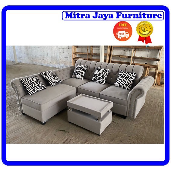 Jual PROMO SOFA L KANCING BELUDRU | Shopee Indonesia