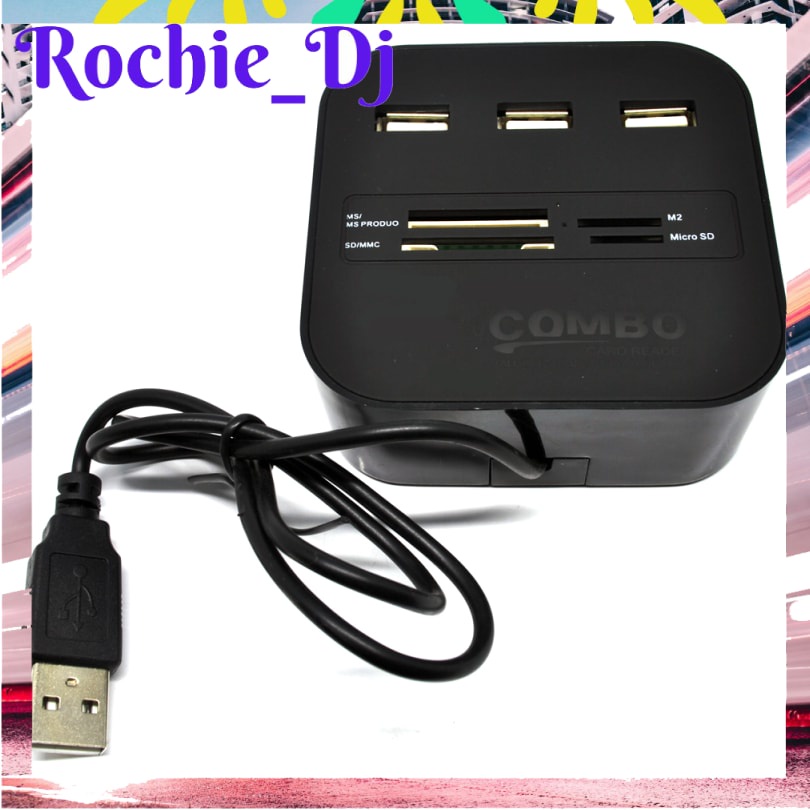 Jual COMBO MULTI CARD READER + 3 USB HUB 2.0 SPLITTER - BLACK | Shopee ...