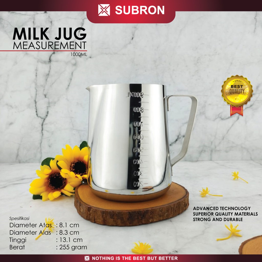Jual SUBRON Milk Jug Measurement 1000ml Gelas Ukur Takar Pitcher dengan ...