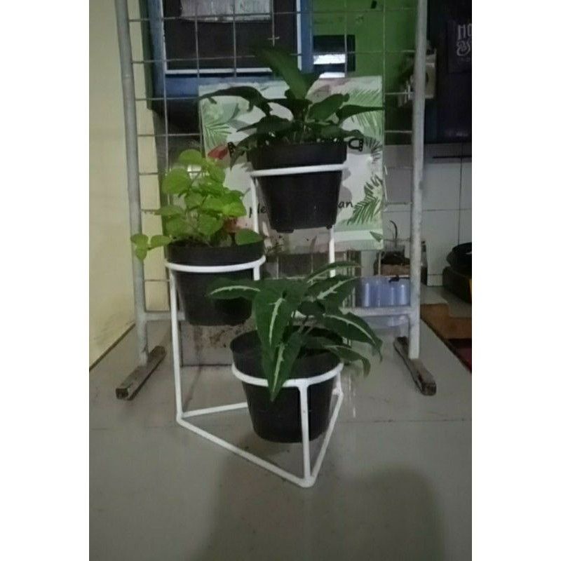 Jual standing pot bunga minimalis model lobang 3 pot (segita) | Shopee ...