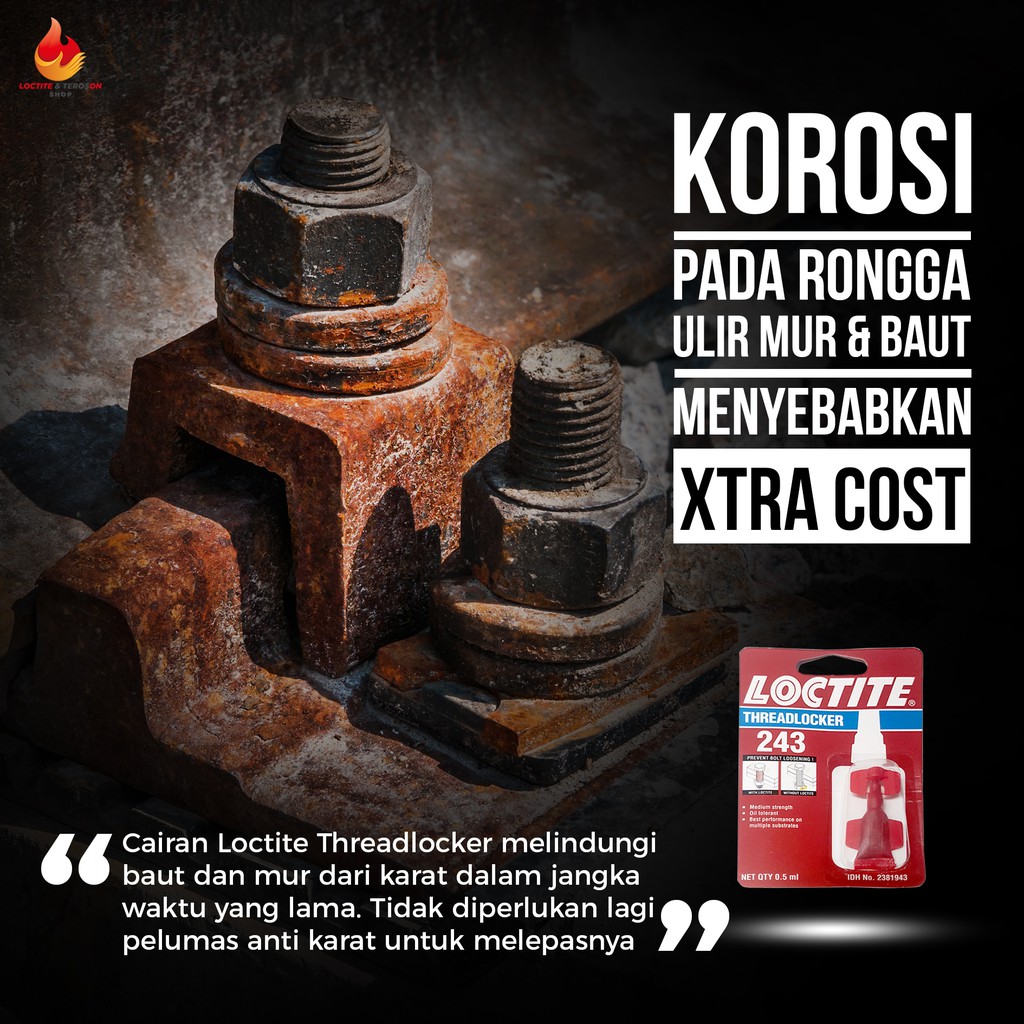 Jual CAIRAN PENGUNCI BAUT ATAU LEM BAUT LOCTITE 243 THREADLOCKER 0.5 ML ...