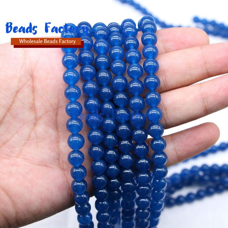 Jual 1 Untai Manik-Manik Batu Kristal Kuarsa Bulat Warna Biru Tua ...