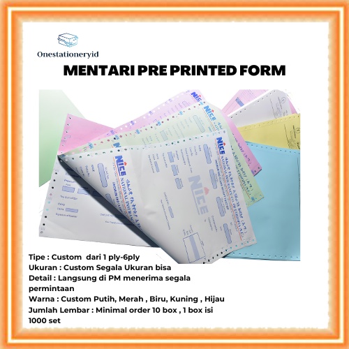 Jual Pre Printed Form Custom Semua Ukuran dari 1 ply-6 ply Warna Kertas ...