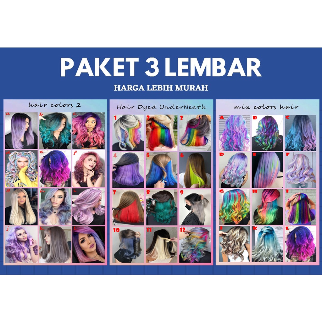 Jual poster salon / poster warna rambut cewe / poster model rambut ...