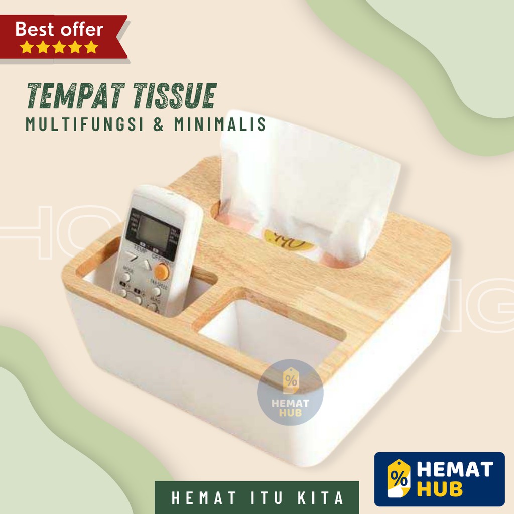 Jual Kotak Tisu Kayu Tempat Tissue Box Multifungsi Remot Pulpen ...