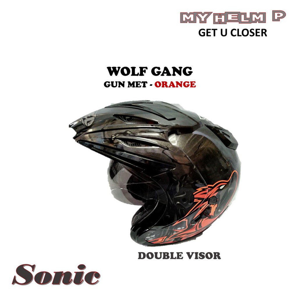 Jual HELM HALF FACE SHELL SONIC MOTIF DOUBLE VISOR BUSA KNOCKDOWN ...