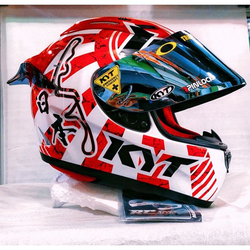 Jual KYT HELM RC7 MOTIF SERI#17 RED WHITE PAKET GANTENG HARGA TEEMURAH ...