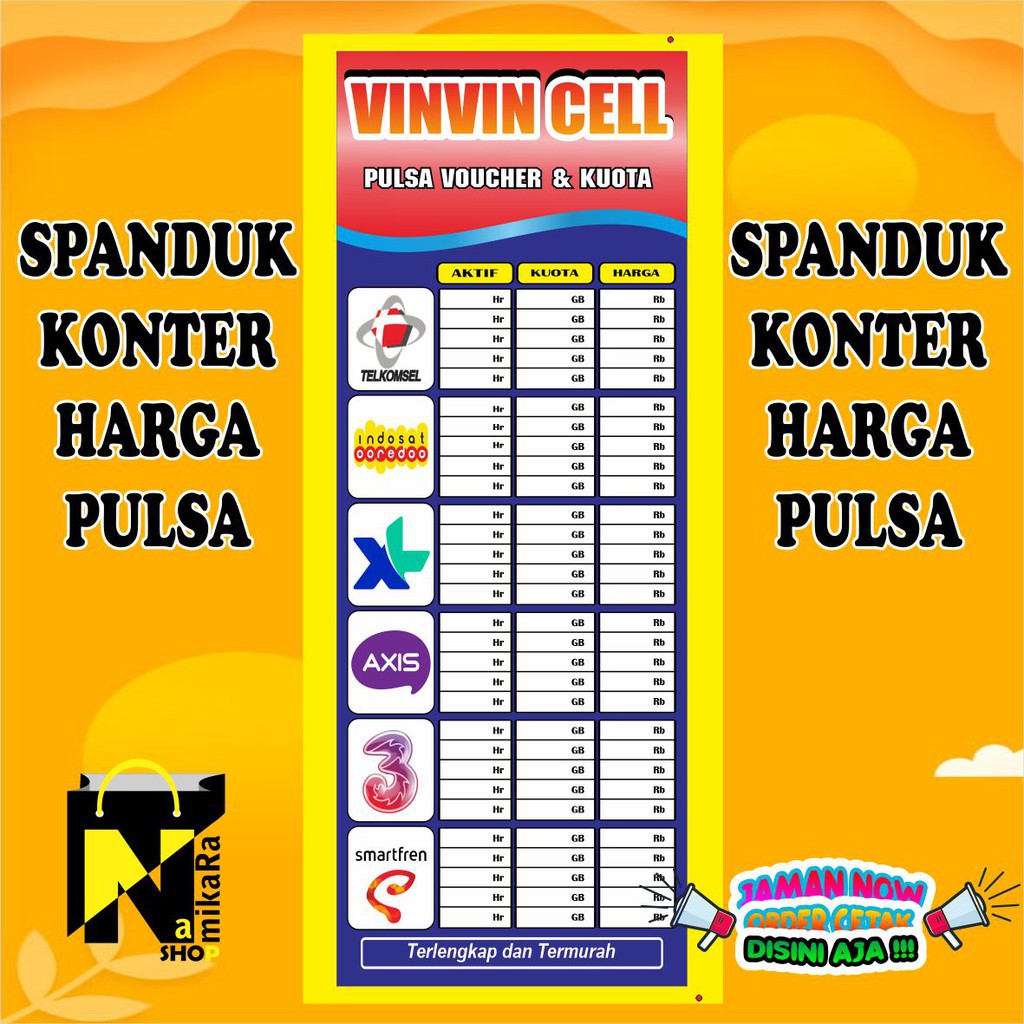Jual Spanduk Banner Konter Pulsa Cell Seluler Ukuran 1.6mx0.6 | Shopee Indonesia