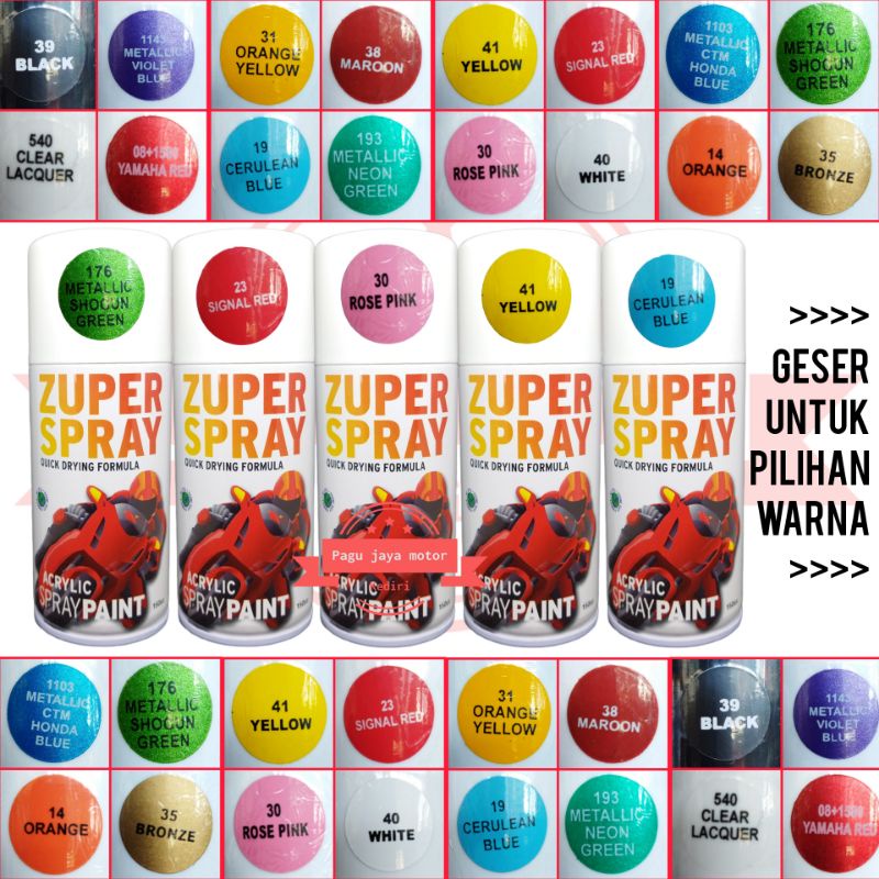 Jual cat semprot 150cc ZUPER SPRAY pilox pilok paint semua warna all colour merah doff flat ...