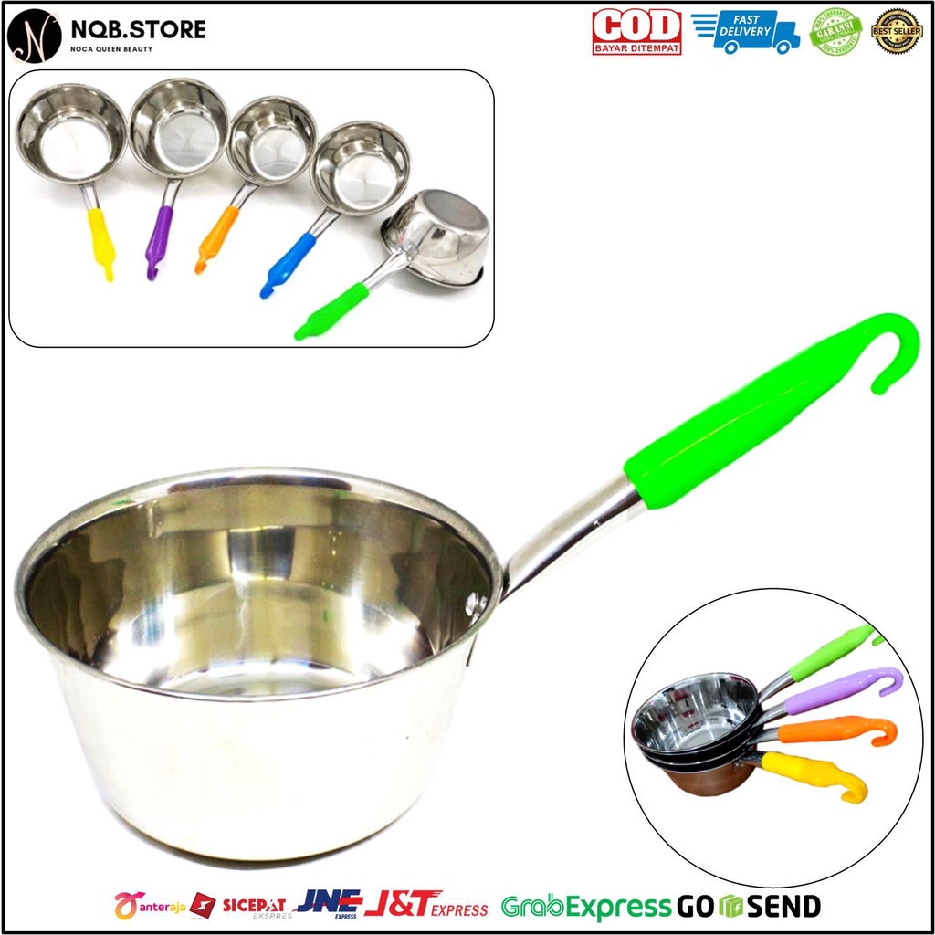 Jual NQB - Panci Susu Stainless Steel Gagang Warna - Panci Rebus Mie ...