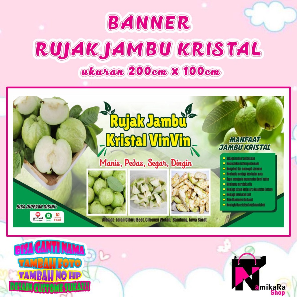 Jual Banner Spanduk Backdrop Rujak Jambu Kristal / Banner Rujak Jambu ...