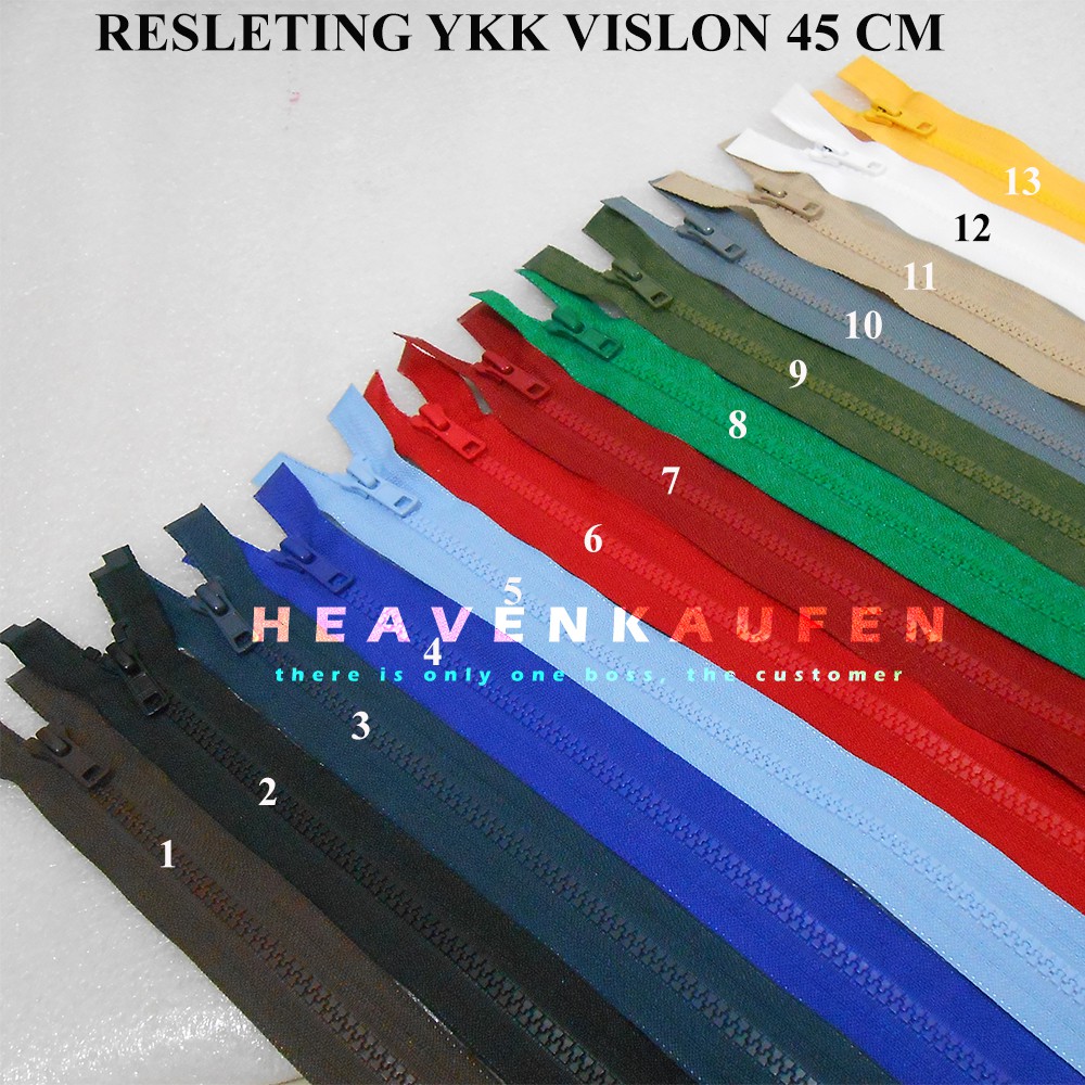 Jual Resleting YKK vislon 18" inchi 45 cm warna warni Gigi Jagung plastik besar zipper jaket ...