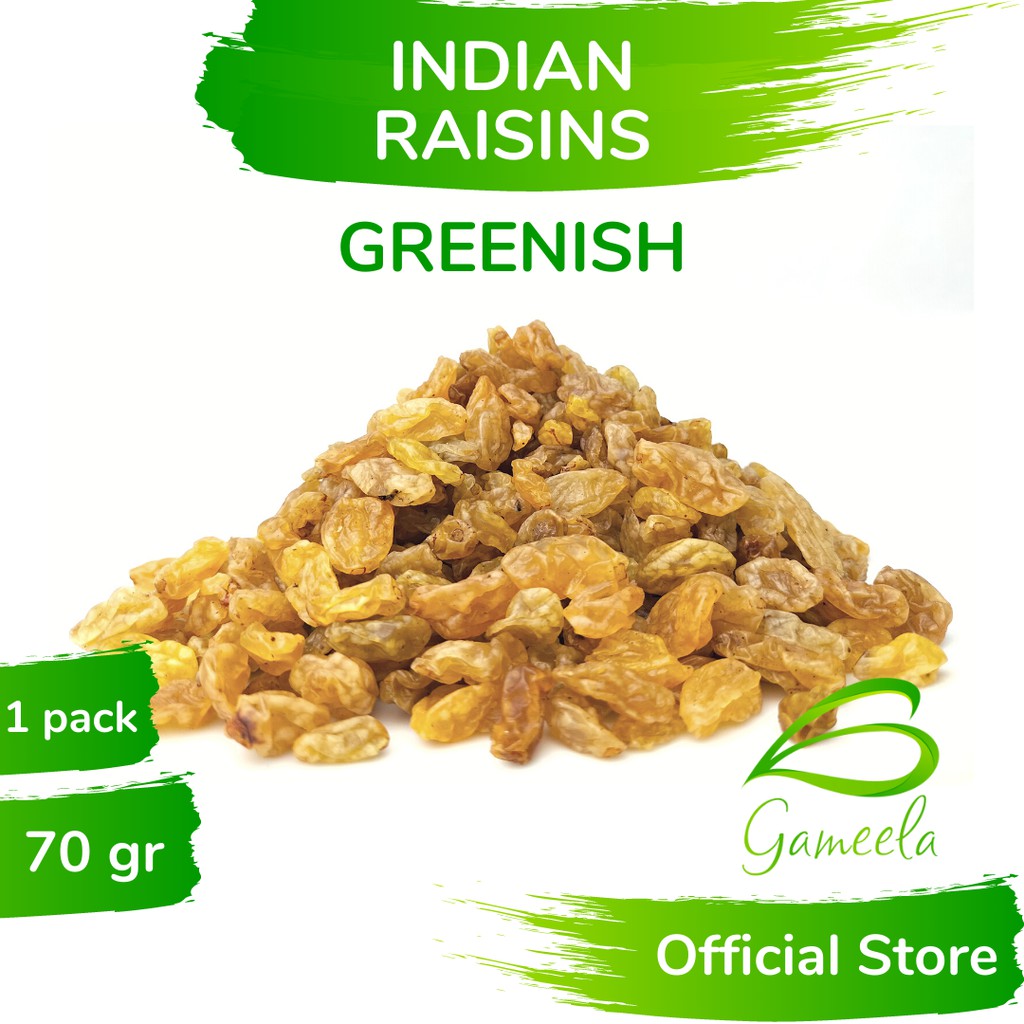 Jual Gameela Greenish Indian Raisins 70 Gr Kismis India Warna Kuning ...