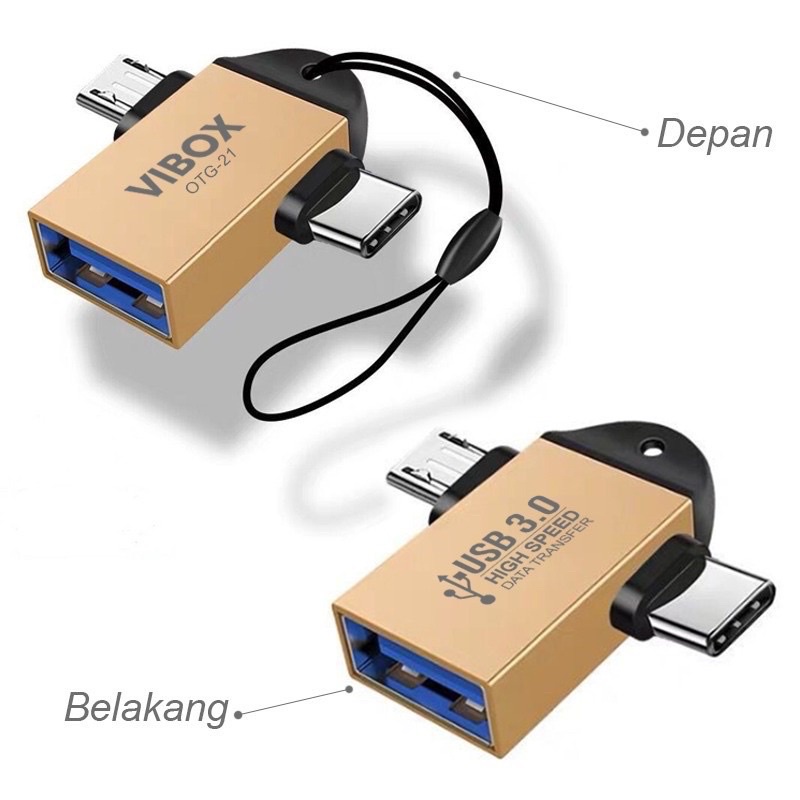 Jual Vibox OTG-21 Usb Micro & Type C Transfer Data High Speed All in One USB 3.0 Otg Metal 2 in ...