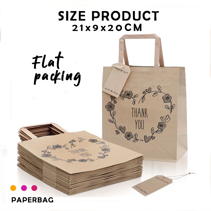 Jual (POLOS) Paper Bag Coklat Motif Tali Kotak 21x20x9cm Paper Bag Kado ...