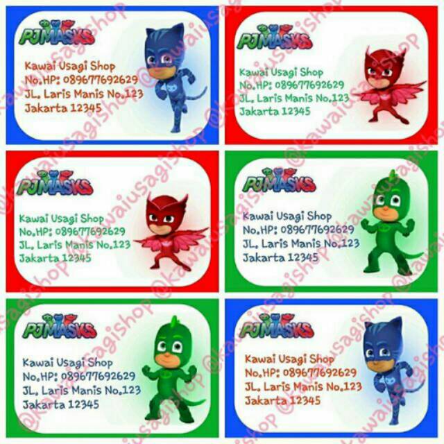 Jual Stiker label nama custom sticker PJ mask seri B | Shopee Indonesia