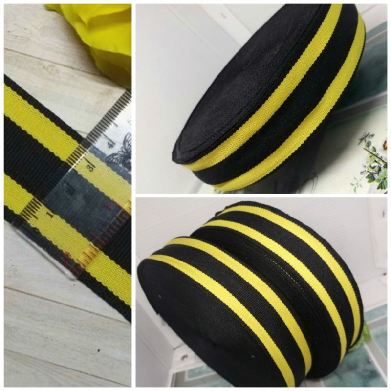 Jual PER METER,PITA SALUR LIST HITAM DAN KUNING LEBAR 3.5CM. | Shopee ...