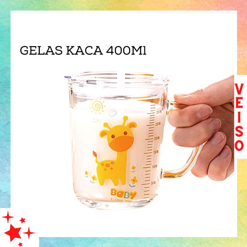 Jual VEISO_Tumbler Kaca | Gelas Kaca Motif | Gelas Susu | Gelas Air ...
