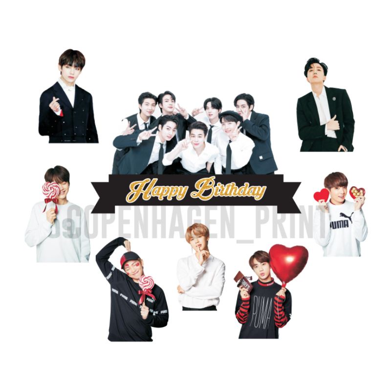 Jual Topper Kertas BTS (BISA GRUP / BISA PILIH MEMBER) Kue Ulang Tahun ...